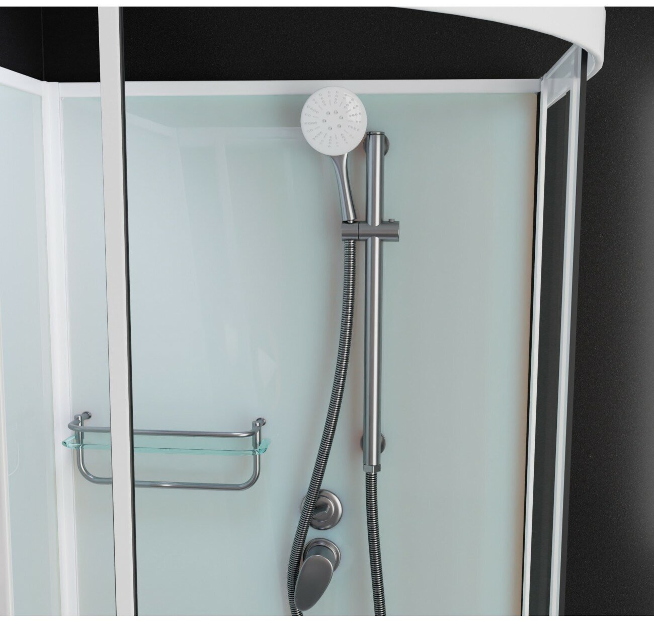 Душевая кабина FRANK F409 White, акрил, тропический душ, 90х90х210 см