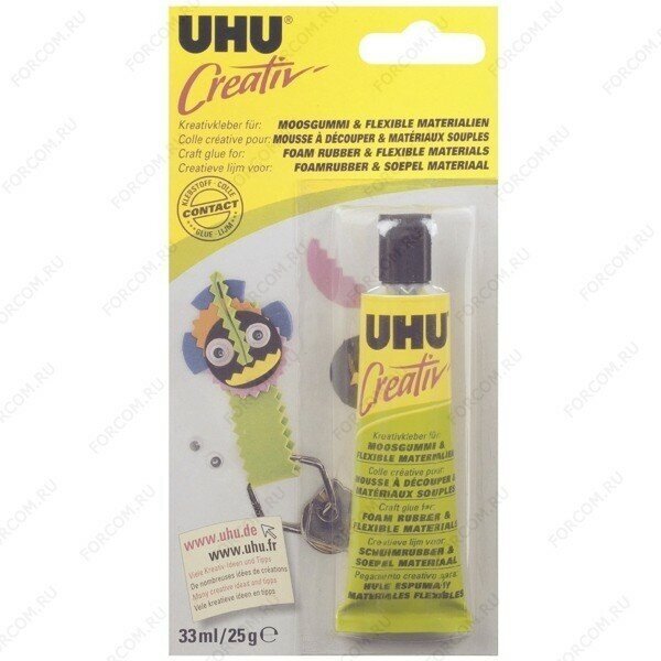 Клей для пенорезины и других эластичных материалов UHU Creativ Moosgummi & Flexible Materialien, 33 мл, блистер (UHU 47195)