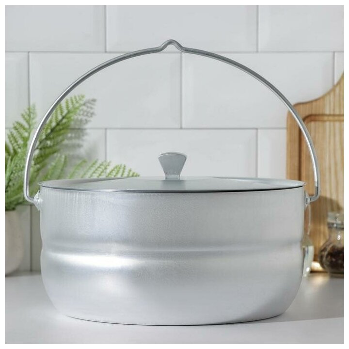 Котелок туристический, 8 л, котел из алюминия, походный, цвет серебряный