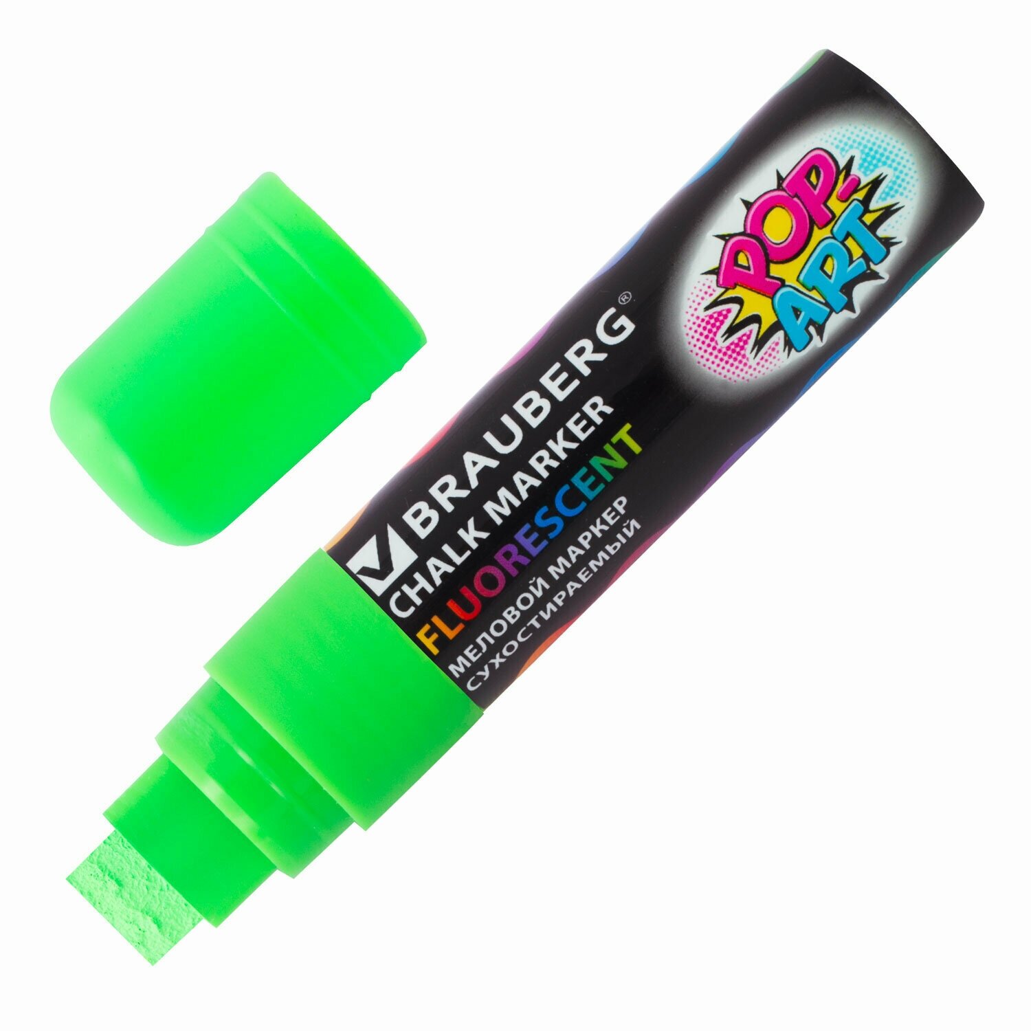 Brauberg Маркер меловой POP-Art зеленый 15 мм стираемый 151542