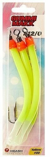 Крючок оснащенный кембриком Higashi Gummi Makk #12/0 (set-3pcs) #03 Yellow