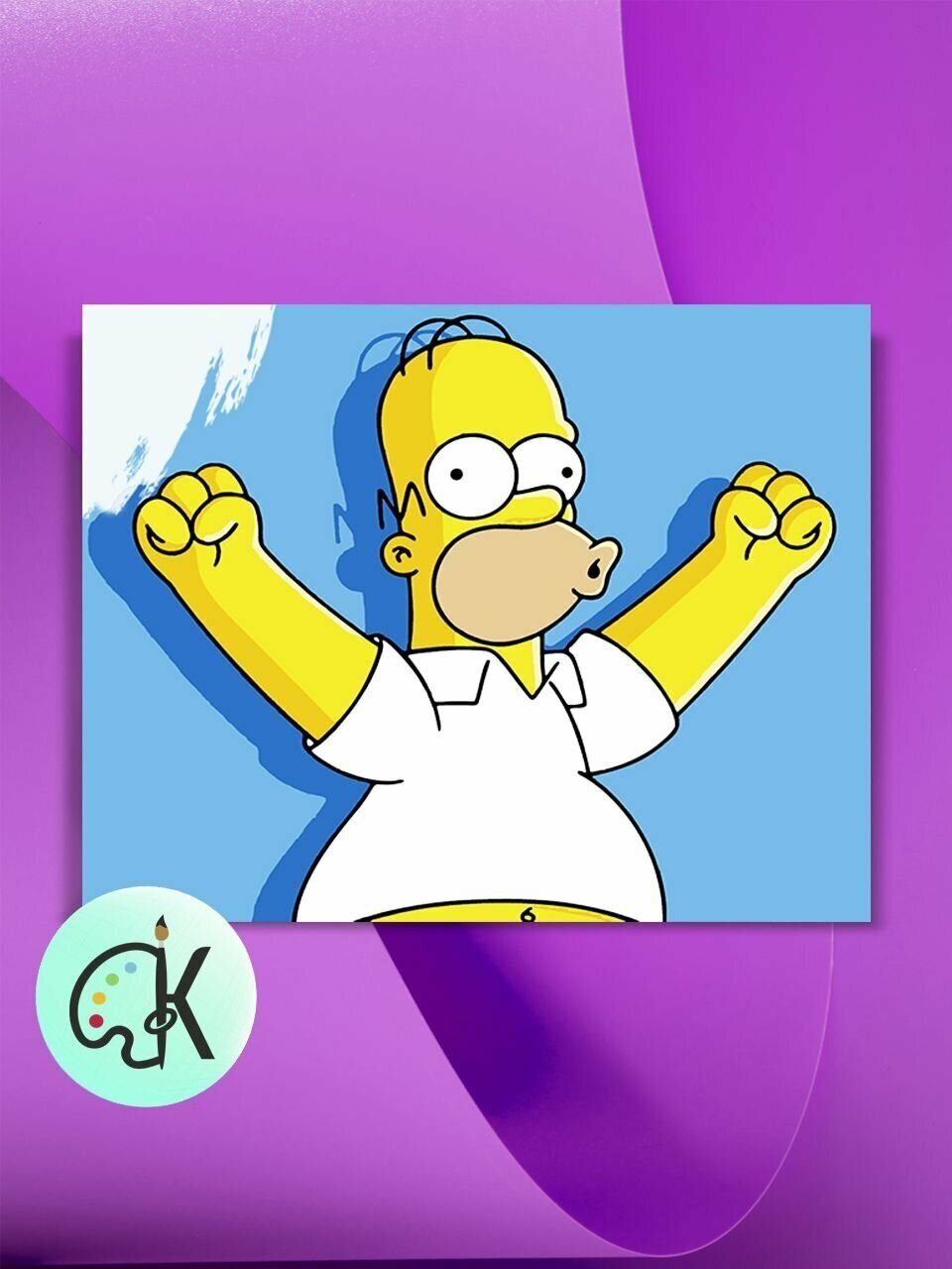 Картина по номерам на холсте Симпсоны - Гомер на синем фоне, 40 х 50 см