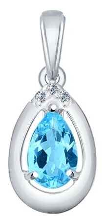 Подвеска, серебро, 925 проба, родирование, топаз