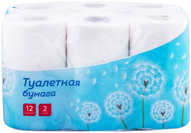 Бумага туалетная OfficeClean 2-х слойн, 12шт, тиснение, белая