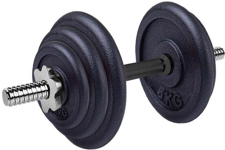 Гантель разборная чугунная 19,5 кг - d26 Voitto, Комплектация №1 с обрезиненной ручкой