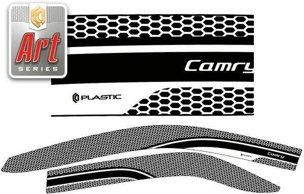 Ветровики дверей Серия "Art" белая Toyota Camry Американская версия Год выпуска 2011-2014