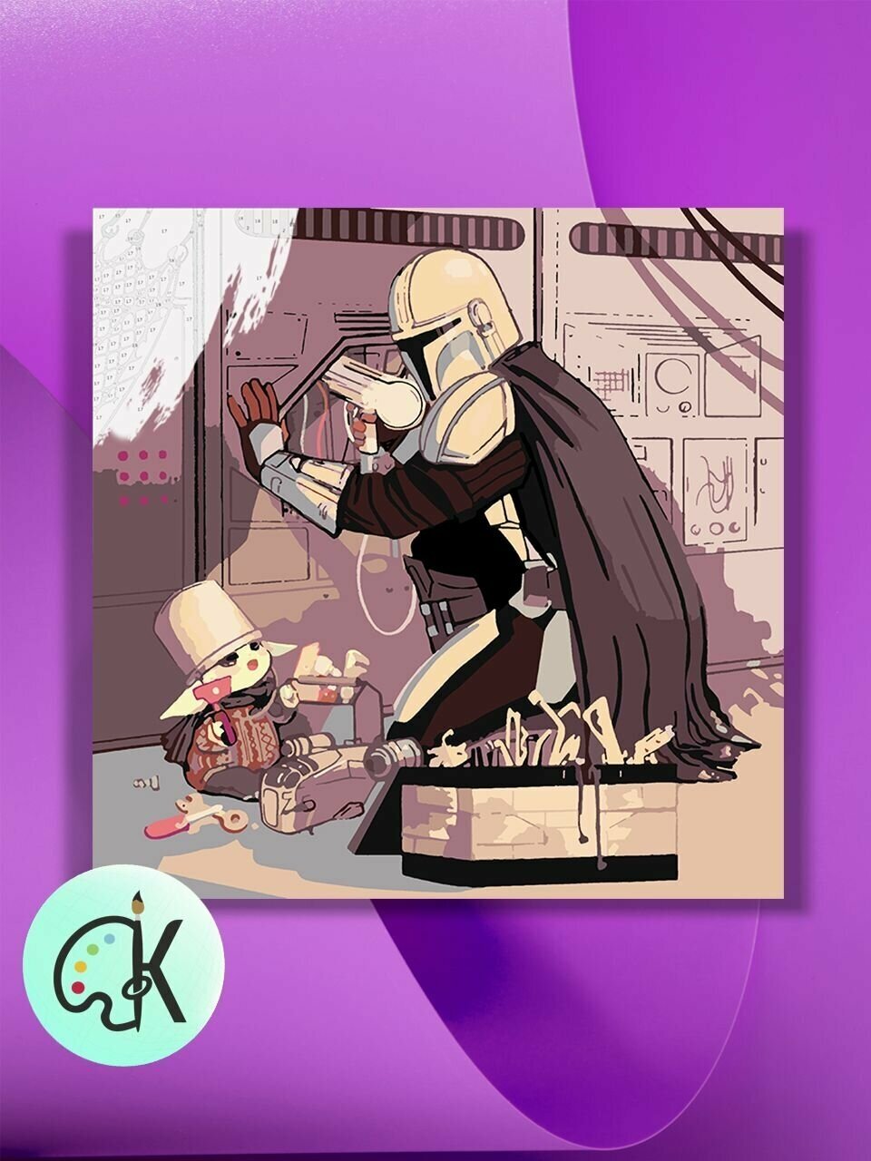 Картина по номерам на холсте Мандалорец - Совместный ремонт, 40 х 40 см