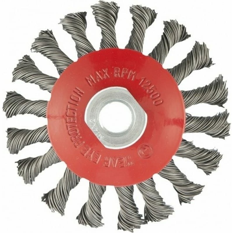 Щетка для УШМ, 100 мм, М14, тарелка , крученая проволока 0.5 мм Matrix 74609