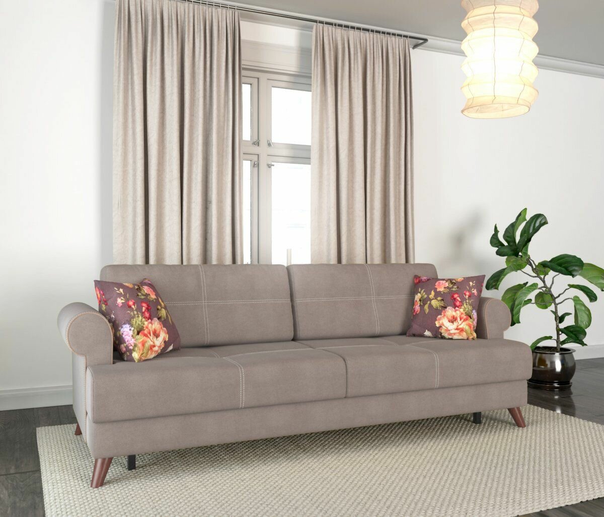 Диван-кровать прямой Аманда серый