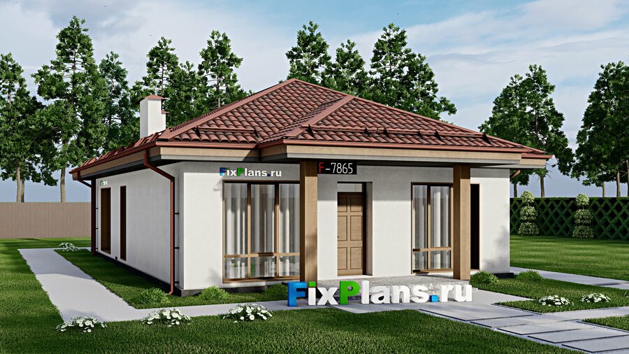 Проектные планы одноэтажных домов с террасой 14х16 м — купить по низкой ...