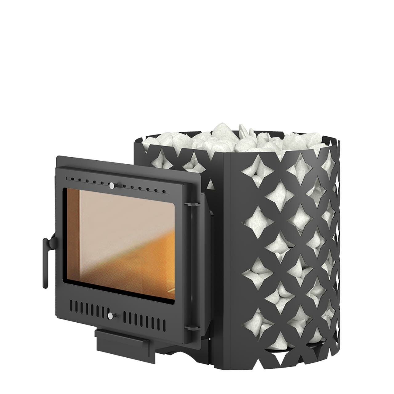 Чугунная печь для бани ЭТНА 24 (Панорама) "М" диаметр дымохода: 120 мм