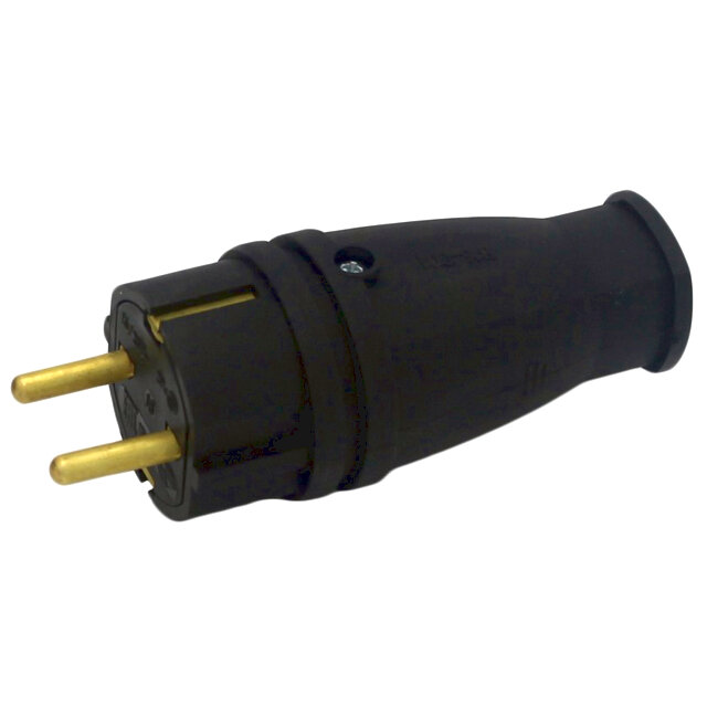 ВЭП свет вилка прямая каучуковая IP44 200-250В 2P+E 16A черная влагостойкая и надёжная