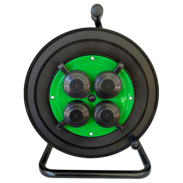 Свет Катушка 4 розетки с крышкой IP44 черная влагозащищенная распределительная колодка