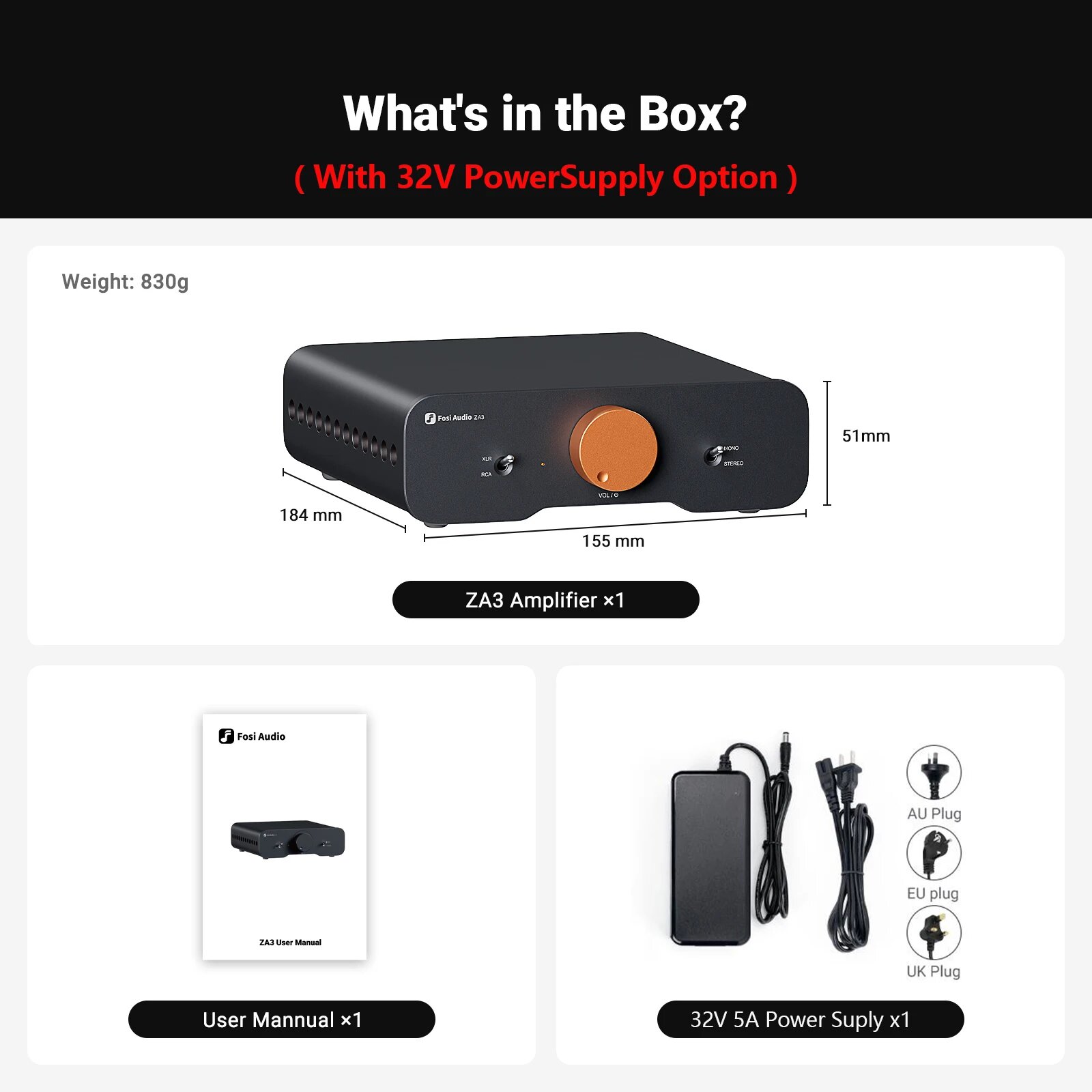 Fosi Audio ZA3 Усилитель для акустики with 32V PowerSupply