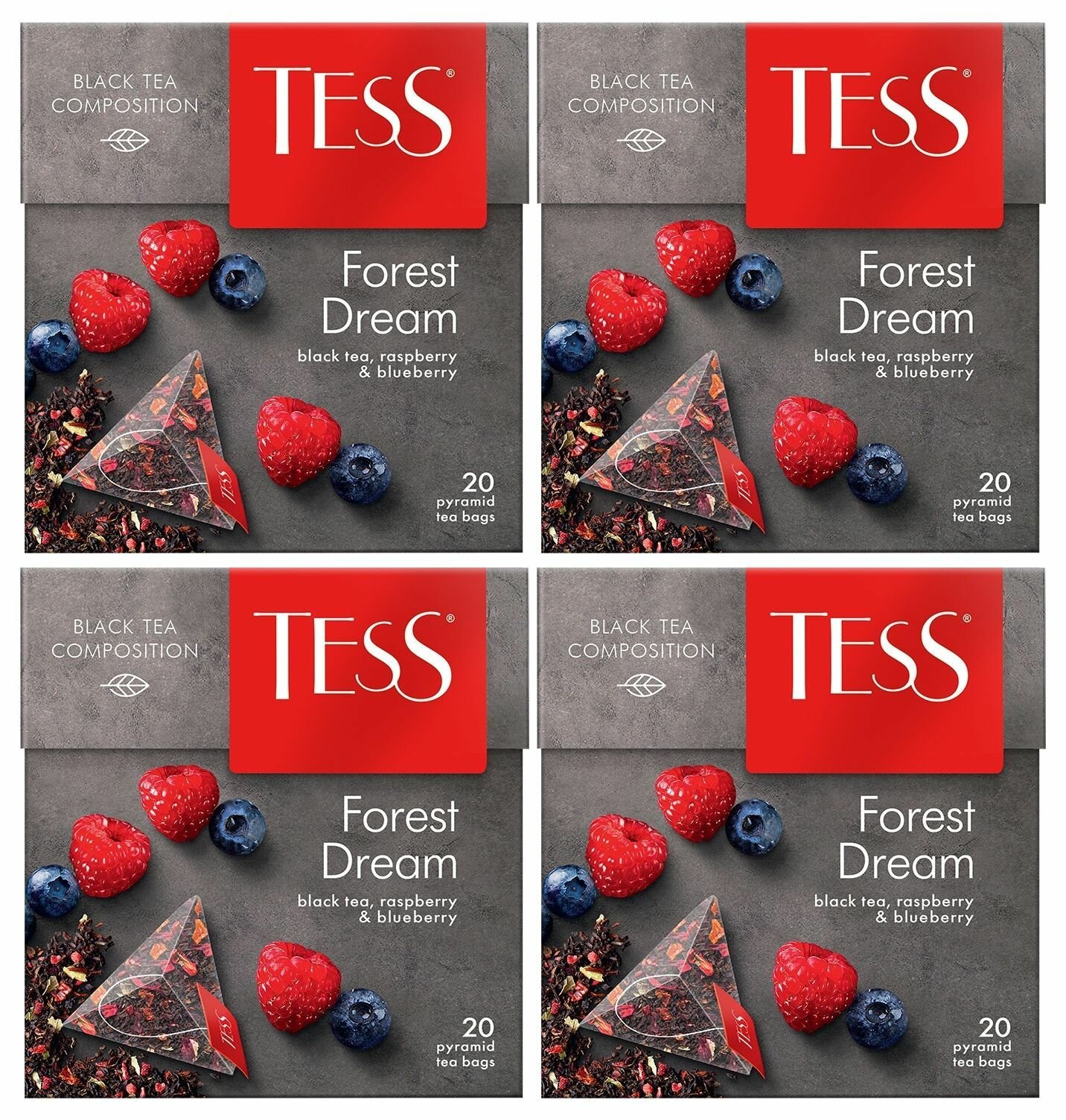 Чай черный в пирамидках ягодный Tess Forest Dream, 20 пакетиков х 4шт