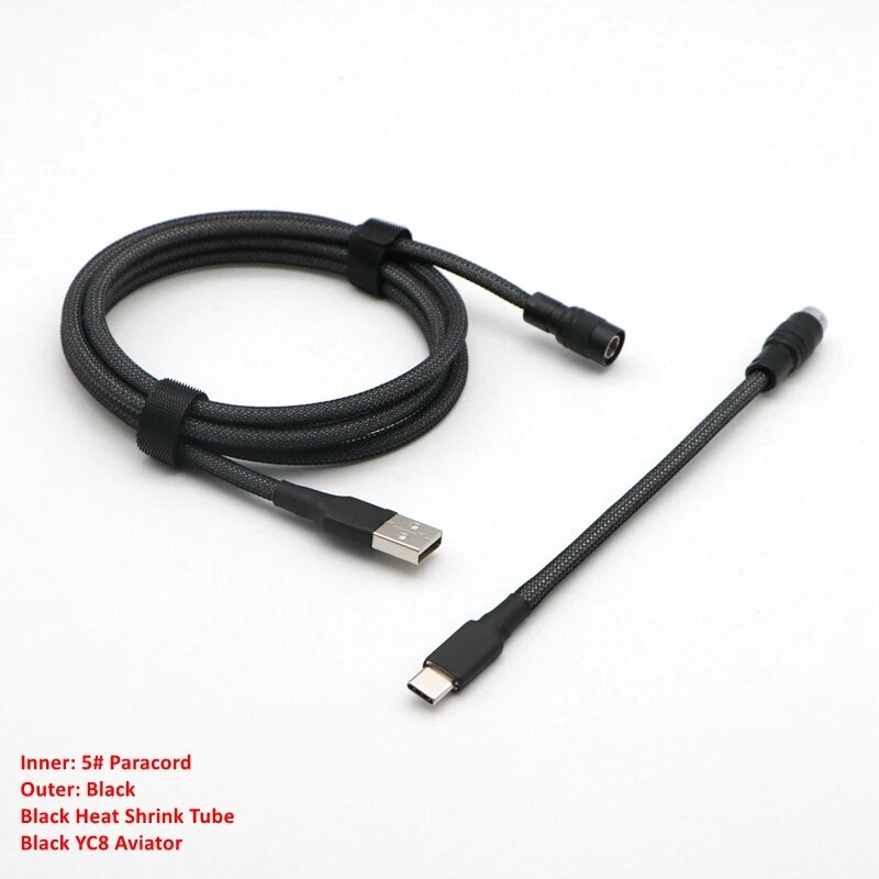 Кабель для механической клавиатуры Unyisi USB-Type-C с двойным рукавом Type-C, Dark Gray-Black YC8