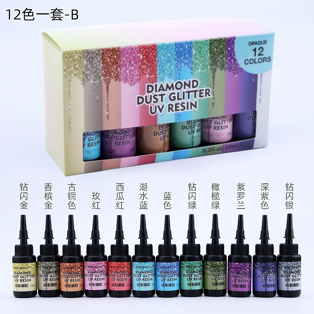 Горячая продажа SG Алмазный блестящий цветной клей 6 цветов 12 цветов 24 цвета Красочный УФ-резиновый клей Комбинированный набор Материал для заполнения ручной работы Amazon