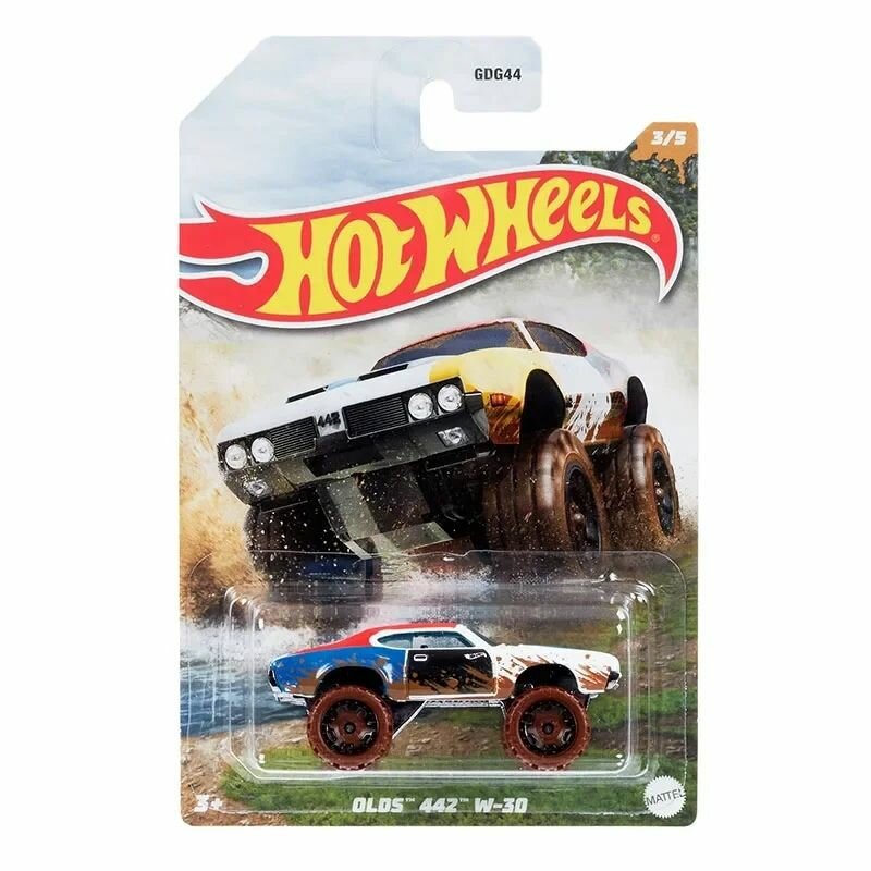 Машинка Hot Wheels"Серия грунтовых багги" в масштабе 1:64-OLDS 442 W-30