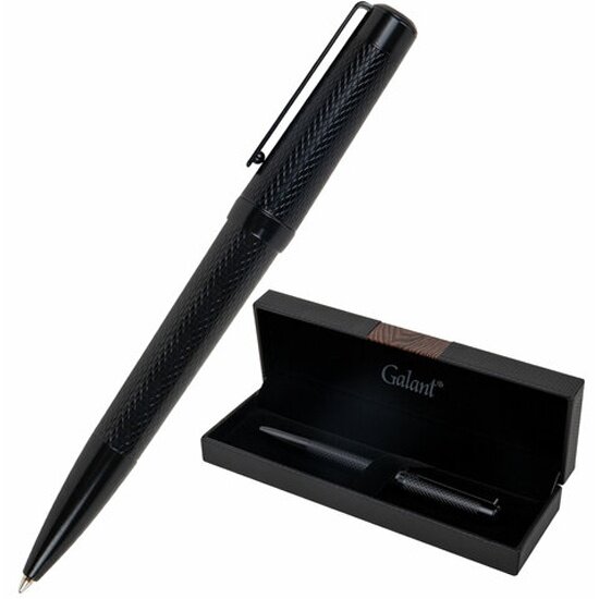 Ручка подарочная Galant шариковая "Botta", корпус черный, детали черные, узел 0,7 мм, линия письма 0,5 мм, синяя, 144166