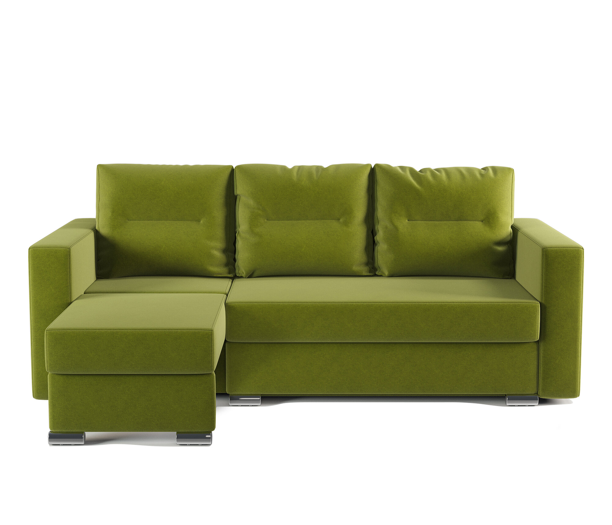 Угловой диван трансформер Рио, угол правый, велюр Дрим эппл