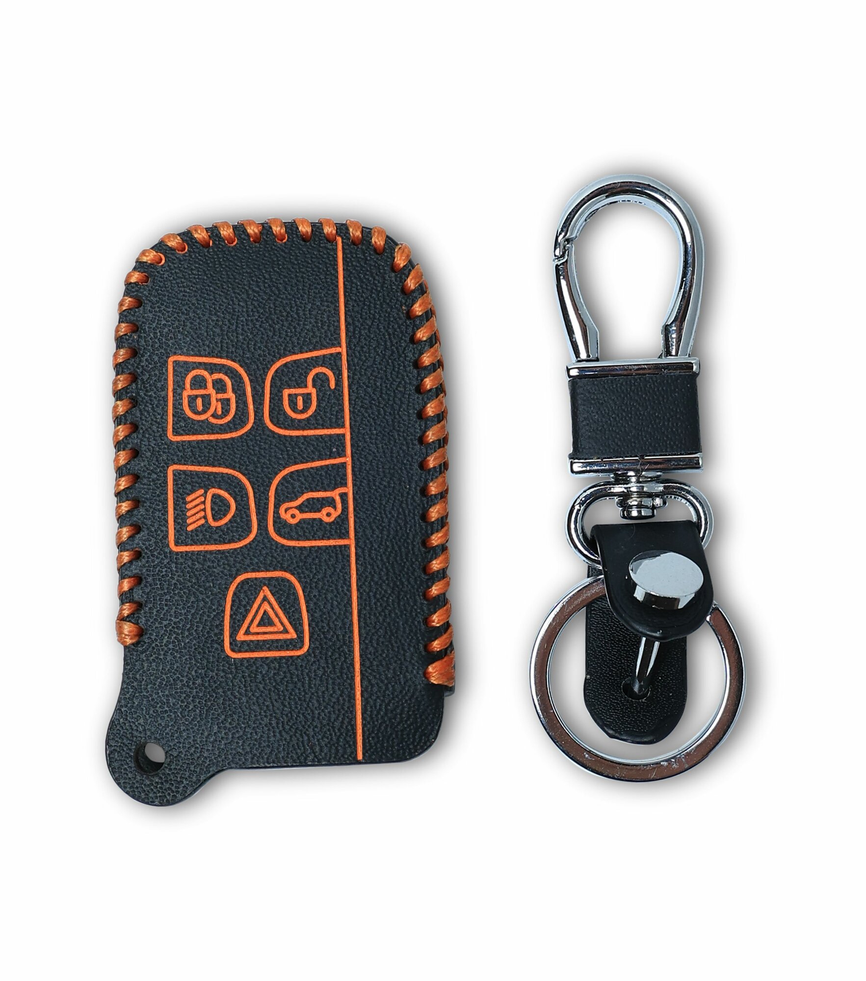 Чехол для автомобильного ключа Land Rover (Ленд Ровер) Цвет Черный нить Оранжевая