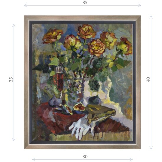 Картина Декор Депо Ксении Черномор Натюрморт с белыми перчатками Матовый холст в раме 40х35 см