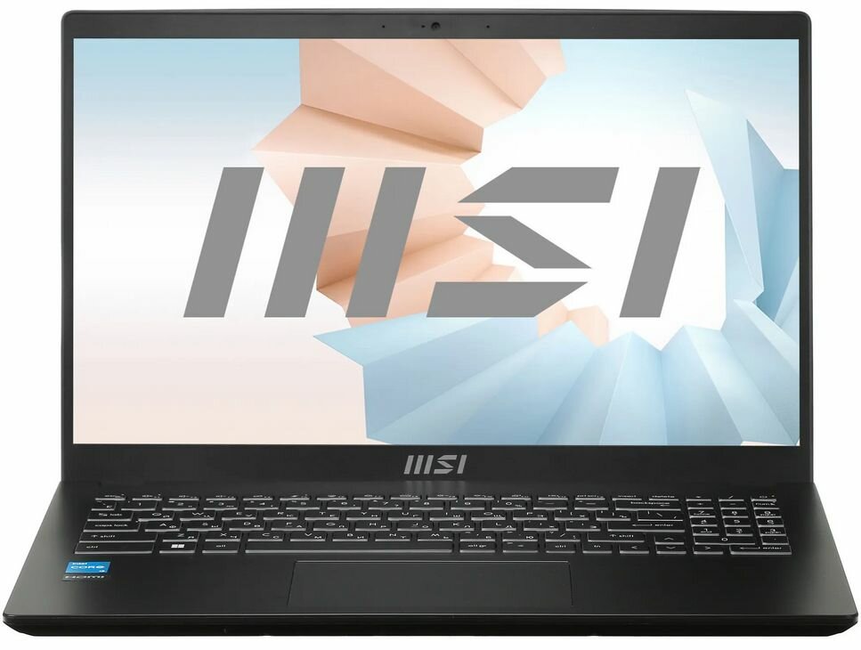 15,6" Ноутбук MSI Modern 15 B11-002RU (9S7-15H312-002) черный - 1920x1080, IPS, Intel Core i3-1115G4, ядра: 2 x 3 ГГц, 8 ГБ, SSD 256 ГБ, Intel UHD Graphics, Windows 11 Home