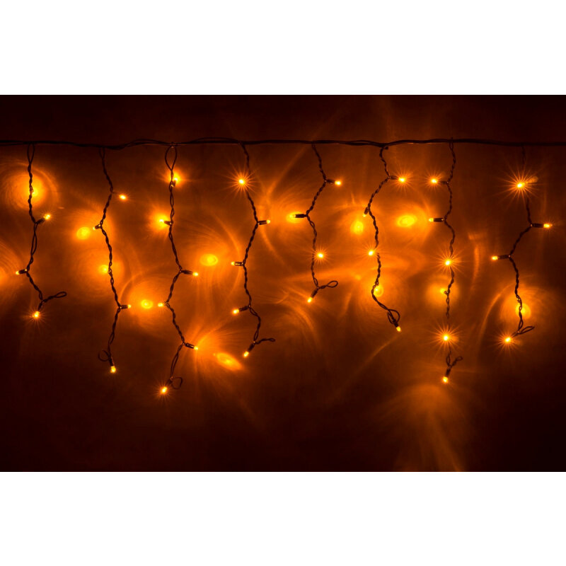 LED-RPLR-160-4.8M-240V-Y желтые светодиоды/провод черный каучук. Уличная светодиодная гирлянда бахрома Айсикл 4,8м, 160 LED, IP65, 32 нити. Neo-Neon