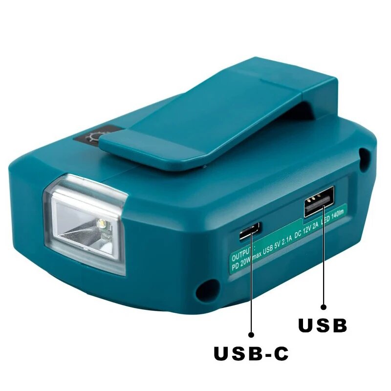Адаптер для аккумуляторов Makita/Dewalt/Bosch/Milwaukee/Black Decker 18/20 В с USB и Type-C портами For Makita