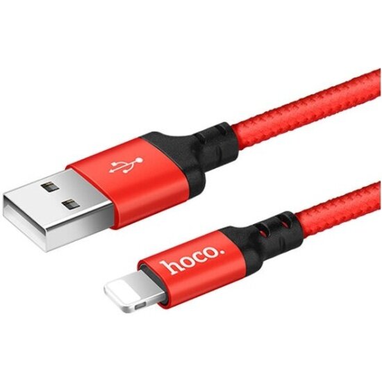 Кабель USB2.0 Hoco AM/Lightning, 2А, X14, 2м, черно-красный
