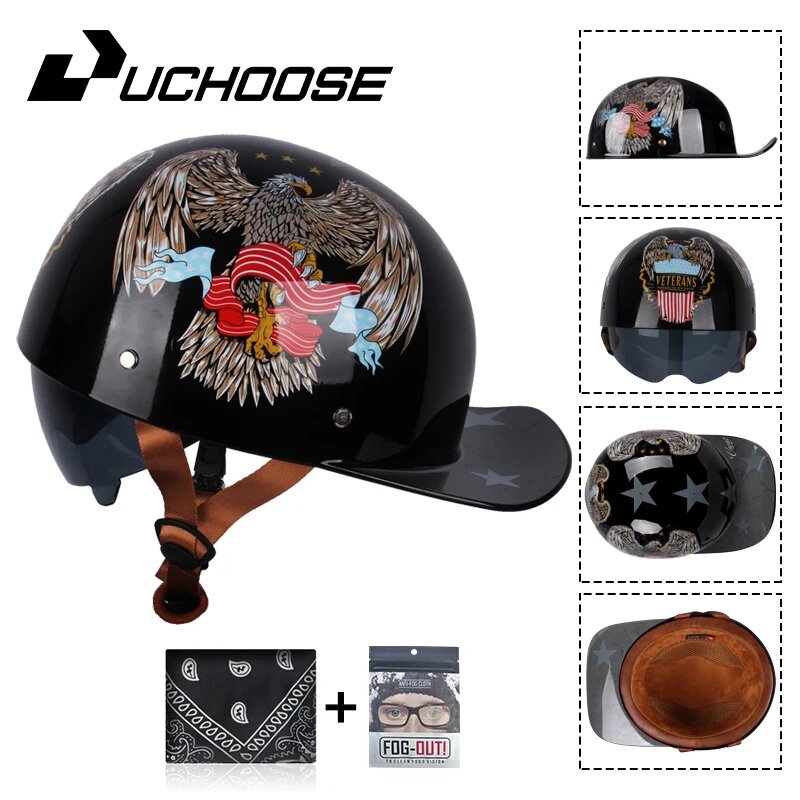 2024 кепка бейсболка шлем винтажные мотоциклетные шлемы в стиле ретро, летний скутер с L, 4-2