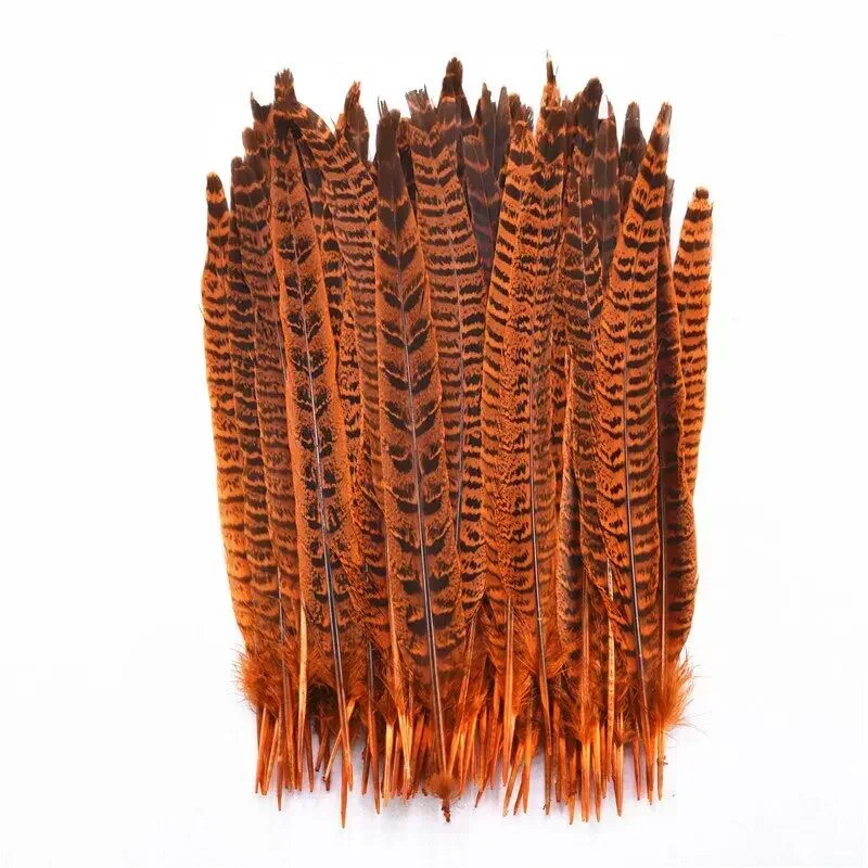 Натуральные перья фазана Xywae для рукоделия Оранжевый, 25-30cm Orange