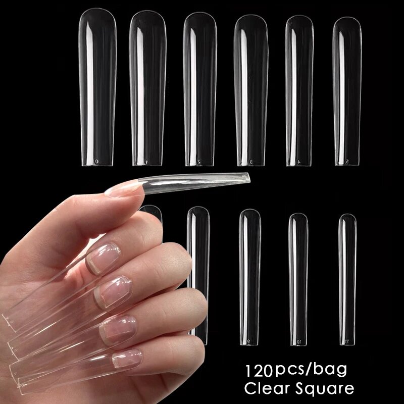 Накладные ногти квадратные прозрачные 120 шт Clear Square 120PC