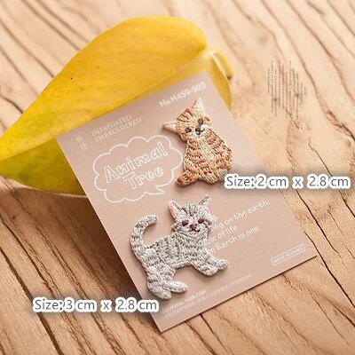 Нашивки AHYONNIEX Мини-вышивка животные two cat