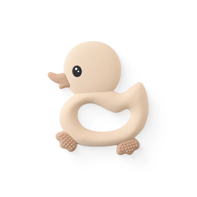 Силиконовая утка-прорезыватель бежевого цвета, duck 4