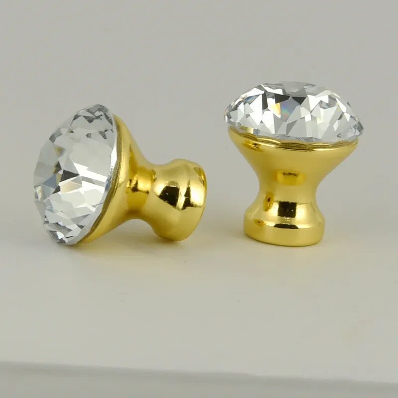 Хрустальная ручка для шкафа golden 25x27mm