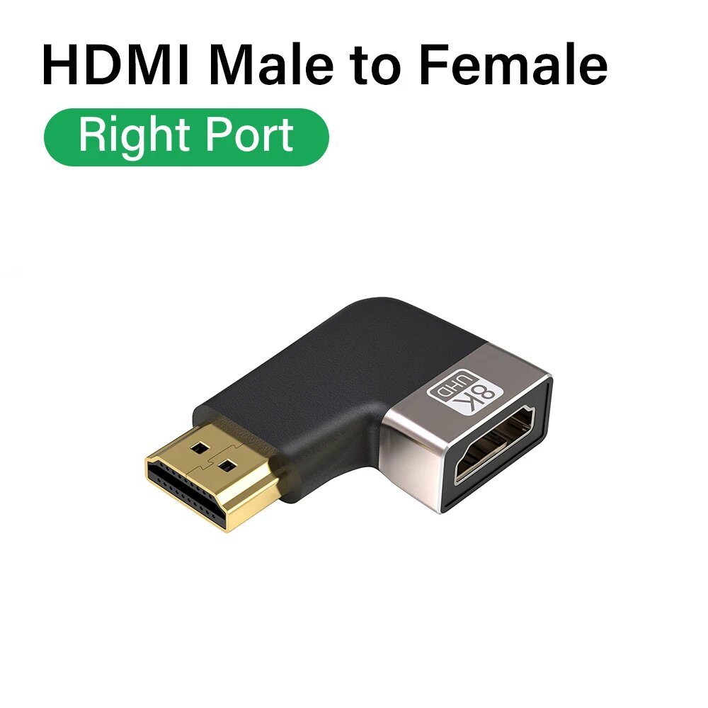 HDMI Male to Female 90° Right, 8K 60Hz, Черный