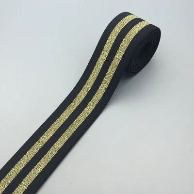 Резинка нейлоновая 40 мм разноцветная 1 м Черный, 4cm Black Gold 2