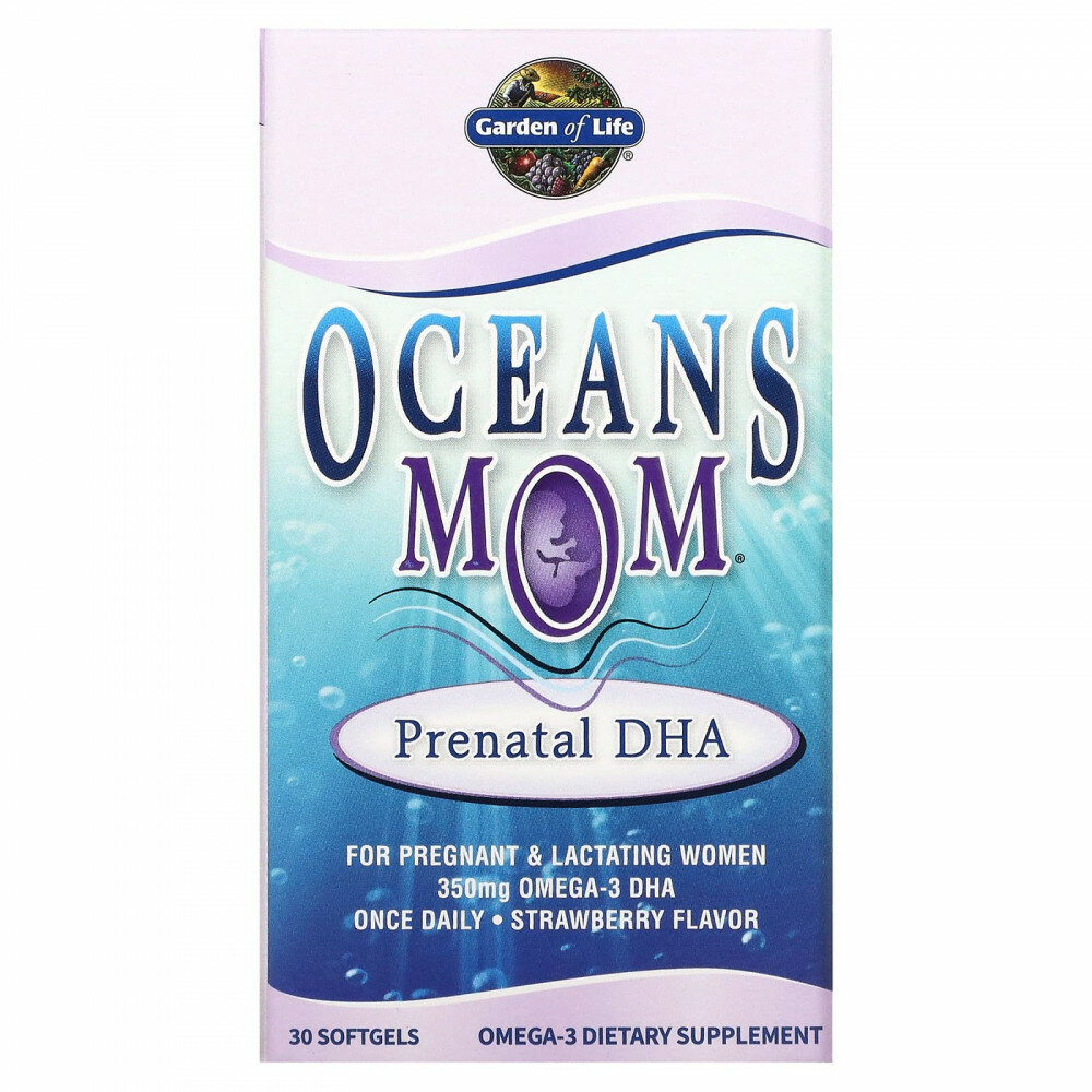 Garden of Life, Oceans Mom®, пренатальная ДГК, со вкусом клубники, 350 мг, 30 капсул