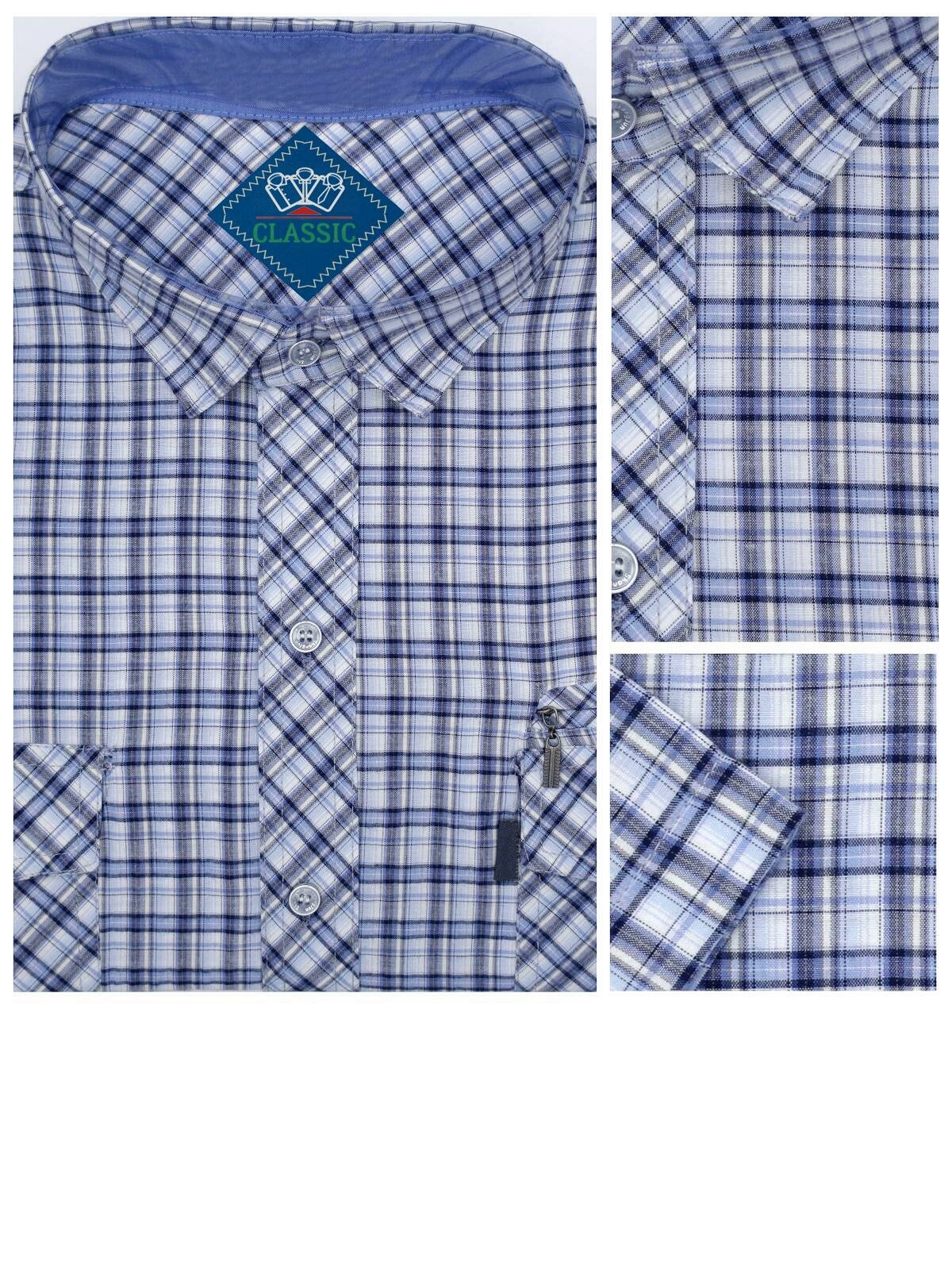 Рубашка прямая классическая с коротким рукавом мужская рубашка, светлая сорочка, на пуговицах, рубаха на любой сезон, разноцветная клетка, с карманами, на любой сезон и на лето рубашка