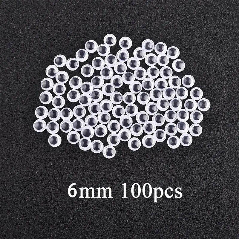Клейкие подвижные глазки Wiggly Googly черно-белые 6mm 100pcs
