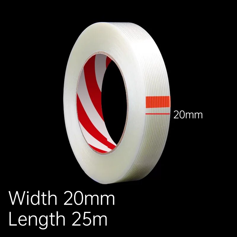 Прозрачный усиленный полосатый монтажный скотч 20mm Width-25m