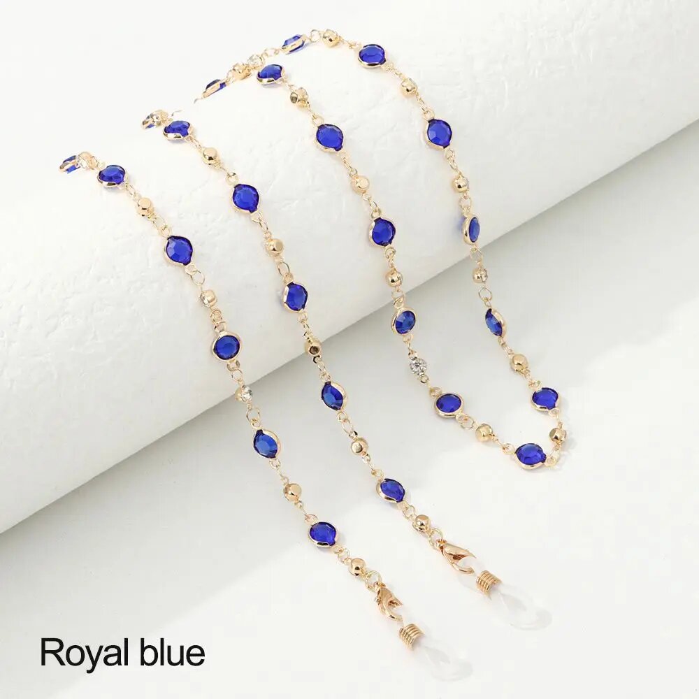 Цепочка для очков женская, синий royal blue, 70 см