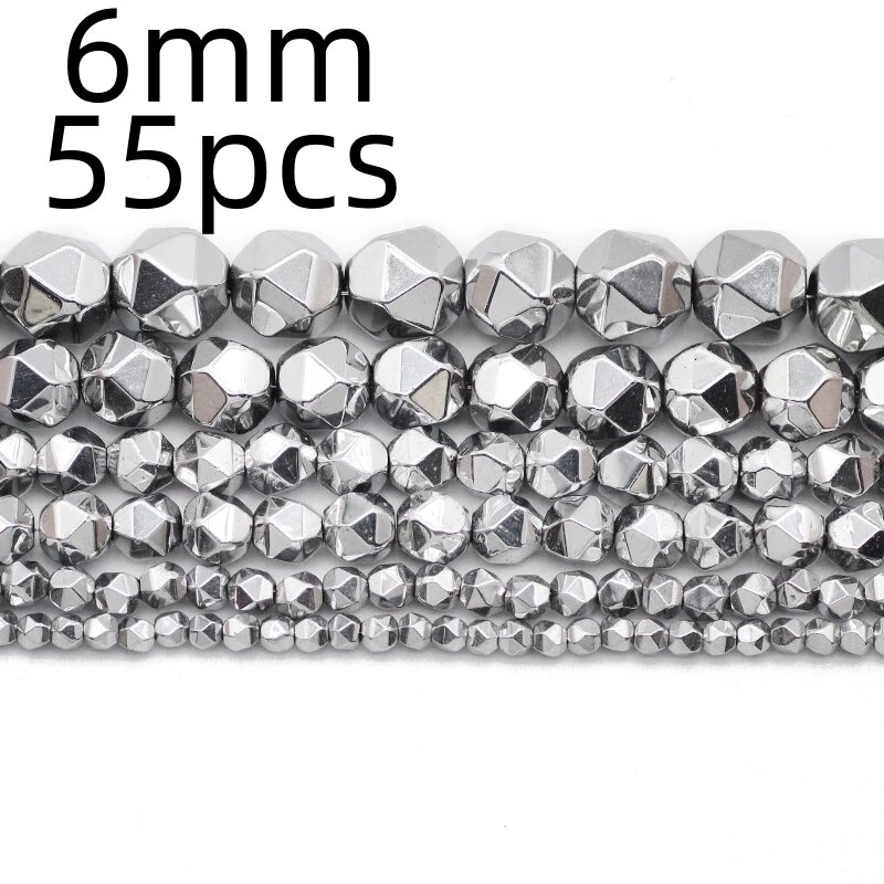 Бусины из гематита JHNBY Серебряный, Faceted round 6mm