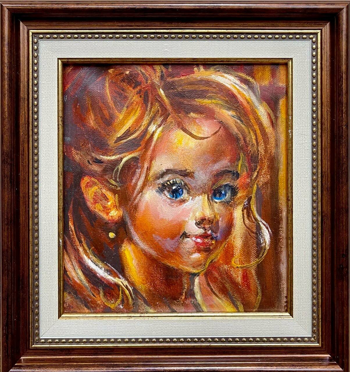 Картина маслом на холсте, люди, рыжая девочка с голубыми глазами "Рыженькая"