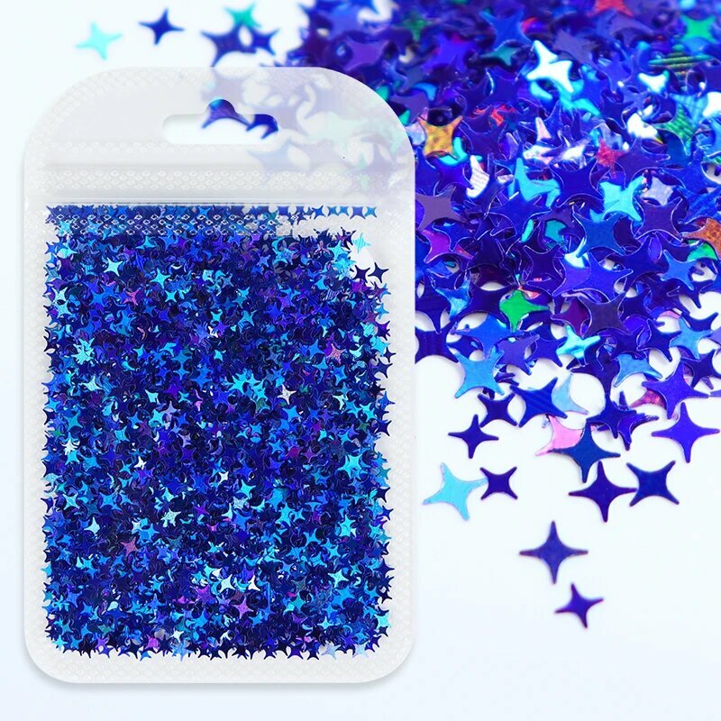 Блестки для смолы ADORNOS, звёздочки, пластик Синий, SJX-11