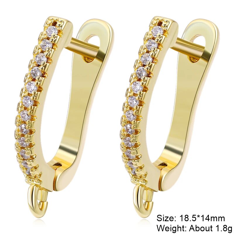 Серьги-кольца с кристаллами, Gold, 18.5*14mm, 1.8g