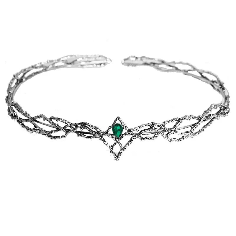 Антикварная серебряная корона-тиара George Black Изумрудный, Antique Silver Green