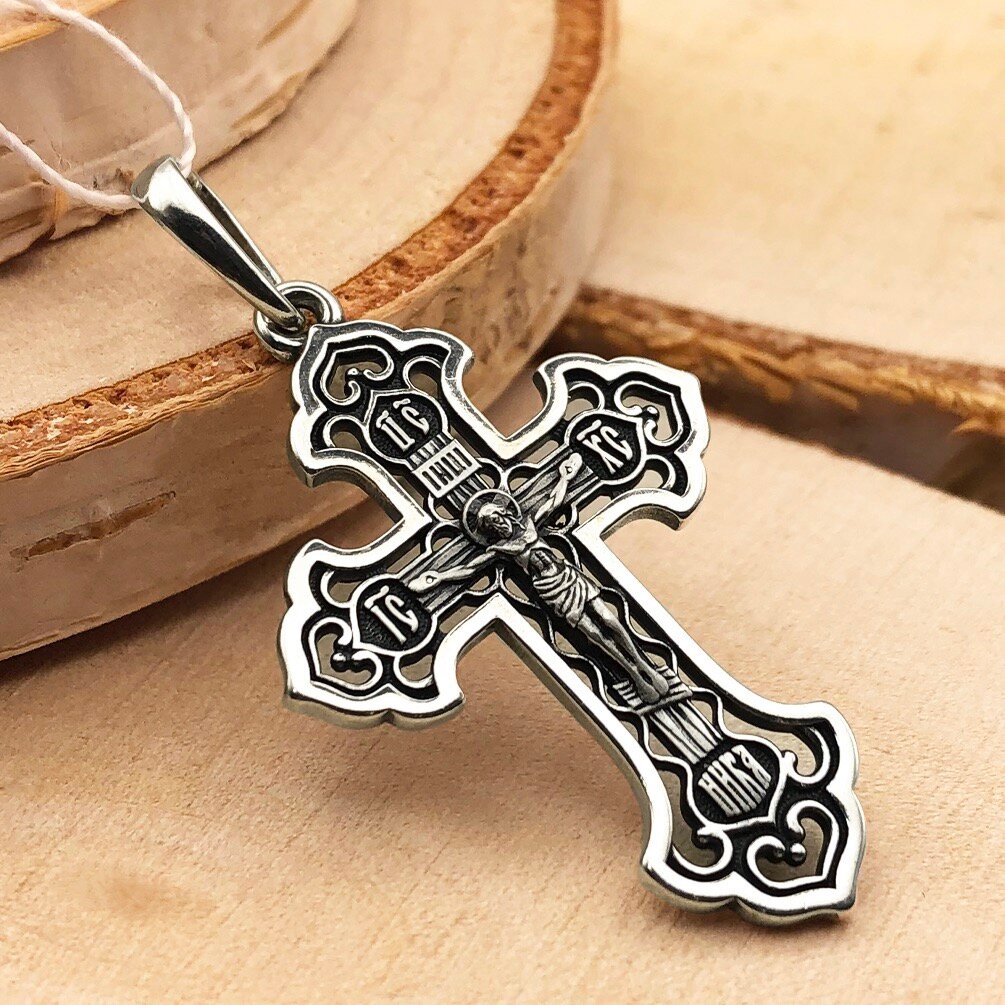 Крестик, серебро, 925 проба, чернение, оксидирование