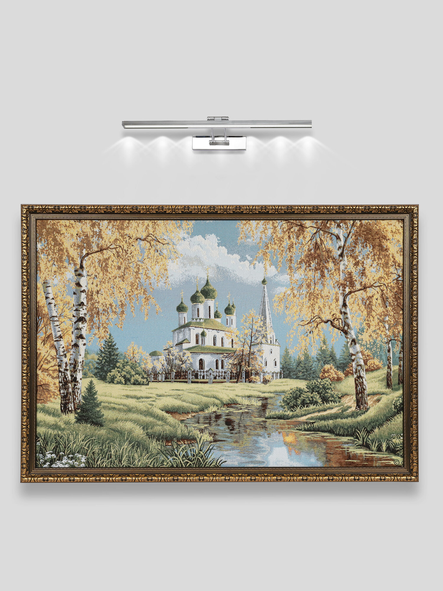 Картина на стену Магазин гобеленов "Храм у воды" 55*81 гобеленовая, гобелен, интерьерная